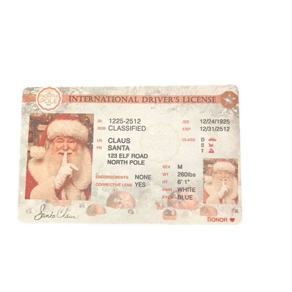 Christmas | Holiday | Santa Claus Drivers License Christmas Fun | Poshmark